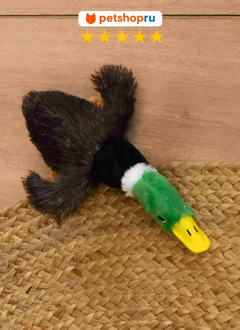 PETSHOP Мягкая игрушка для собак, утка текстильная, 25x8x8 см