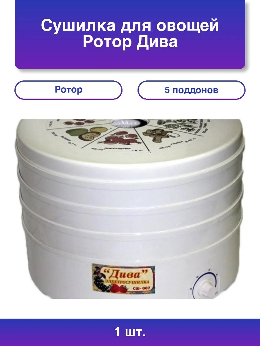 1шт. Сушилка для овощей Дива 5 поддонов