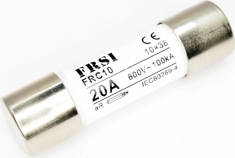 Предохранитель FRZ FRC10 600V 20A AR Предохранитель быстродействующий aR 20А 600В AC/700В DC 10x38мм 1шт