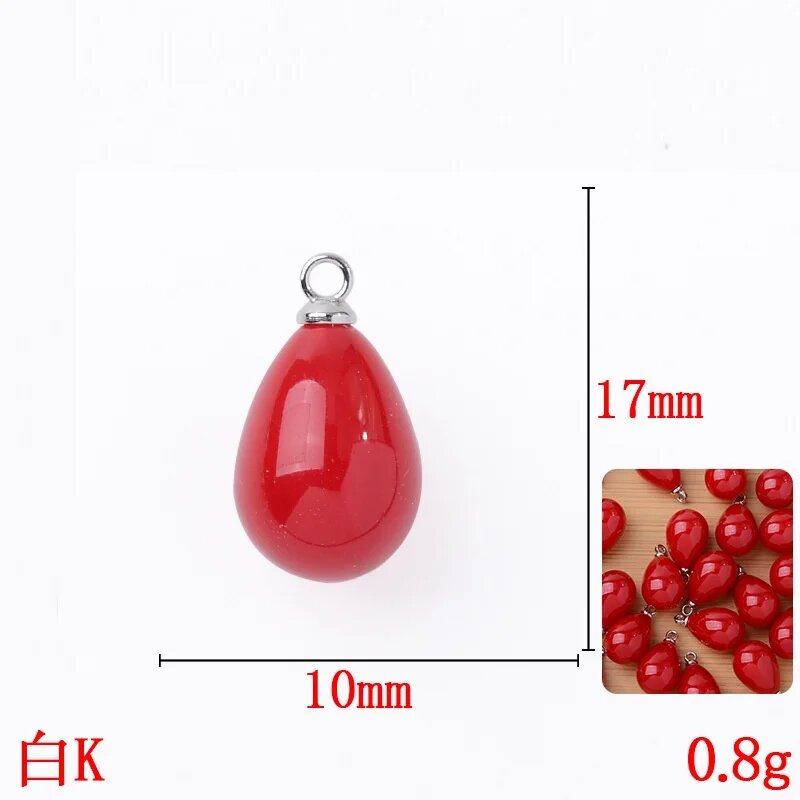 Набор подвесок WRDXUEL красные капли воды из металла и смолы 10 шт White K Color