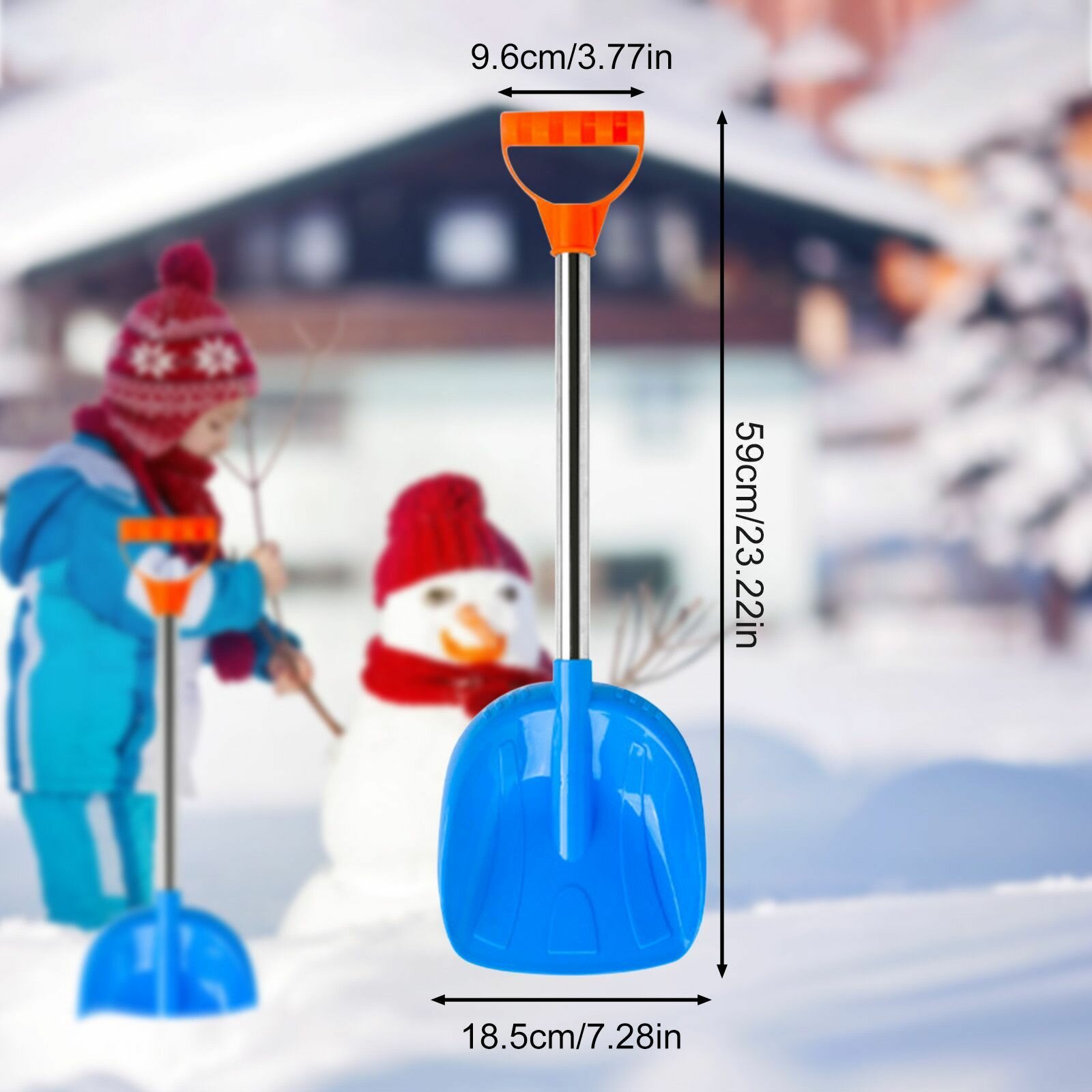 Лопата для снега металлическая детская с нержавеющей стали Ручка 59 см 1 шт, скребок для песка и льда