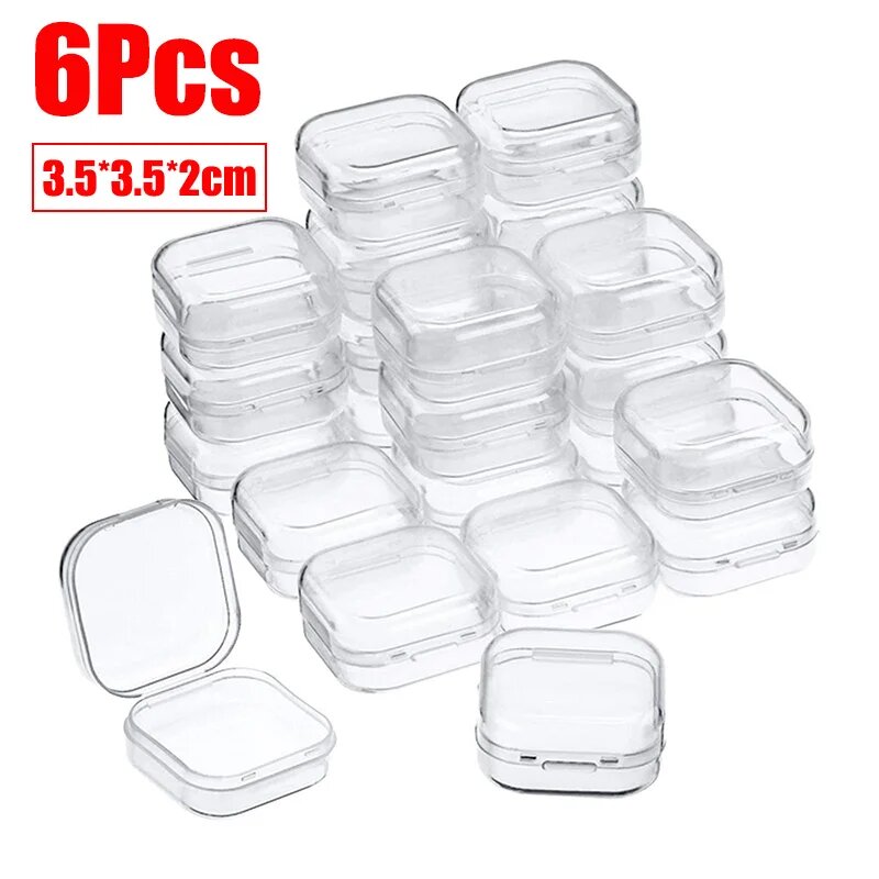 Прозрачные контейнеры пластиковые 6шт, 3.5*3.5*2см, style-1-6pcs