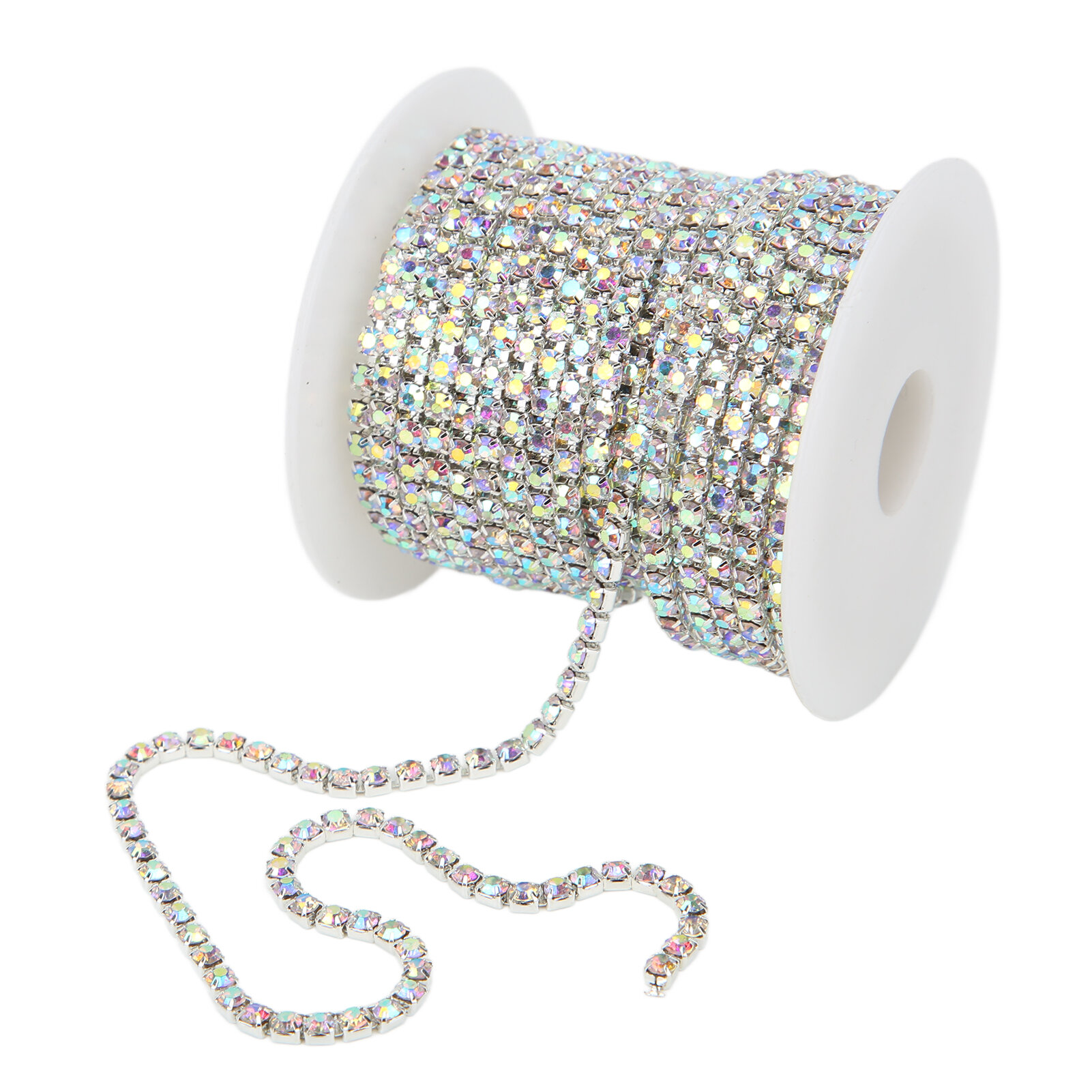 Отделка стразами, красочная блестящая отделка 10 метров, отделка стразами для домашнего творчества, украшение одежды своими руками, подарок, серебристая задняя часть, цвет AB, 3 мм