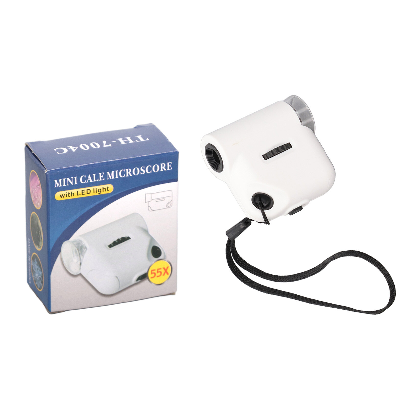 Миниатюрный микроскоп с 55-кратным увеличением, карманный, с акриловой оптической линзой HD и светодиодной подсветкой.