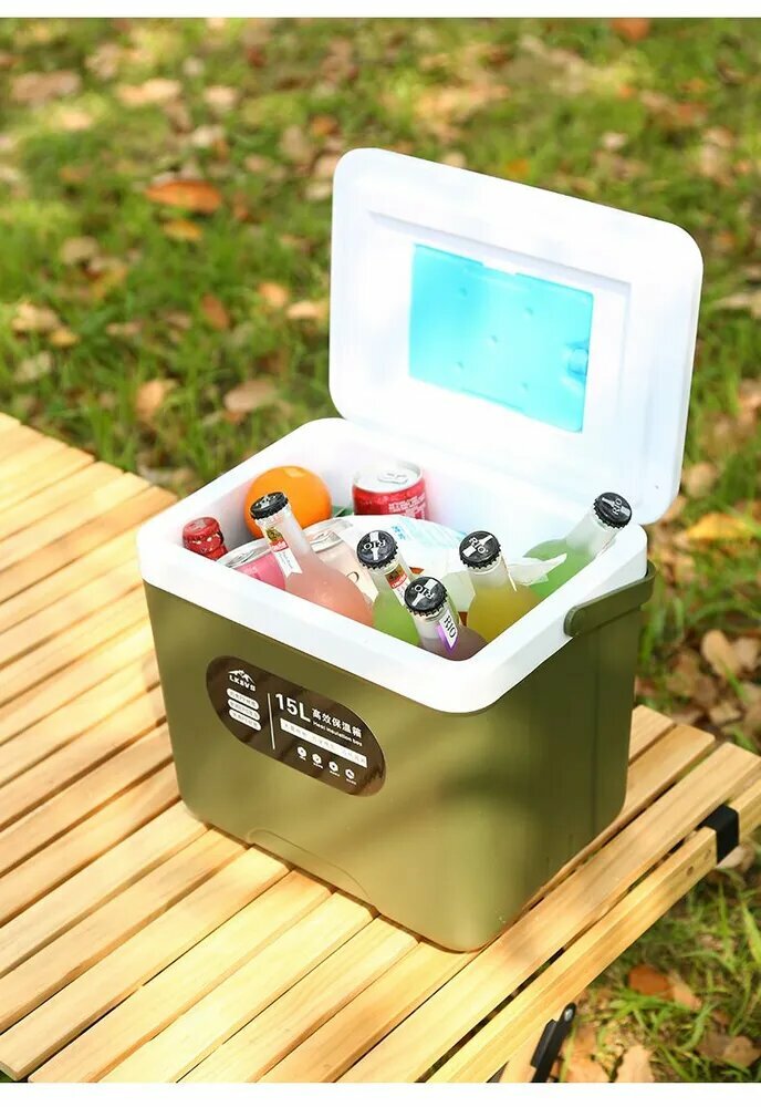 Термоконтейнер, пластик, полиуретан, зеленый, 15 л, глубина 24,5 см, ширина 33 см