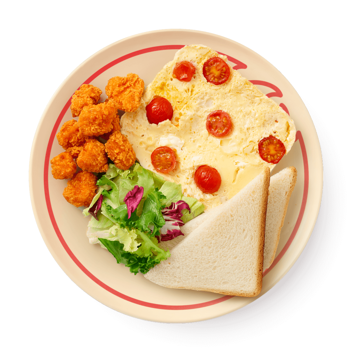 Омлет "Есть Горячее", с куриным попкорном, миксом салата и помидорами, 280 г