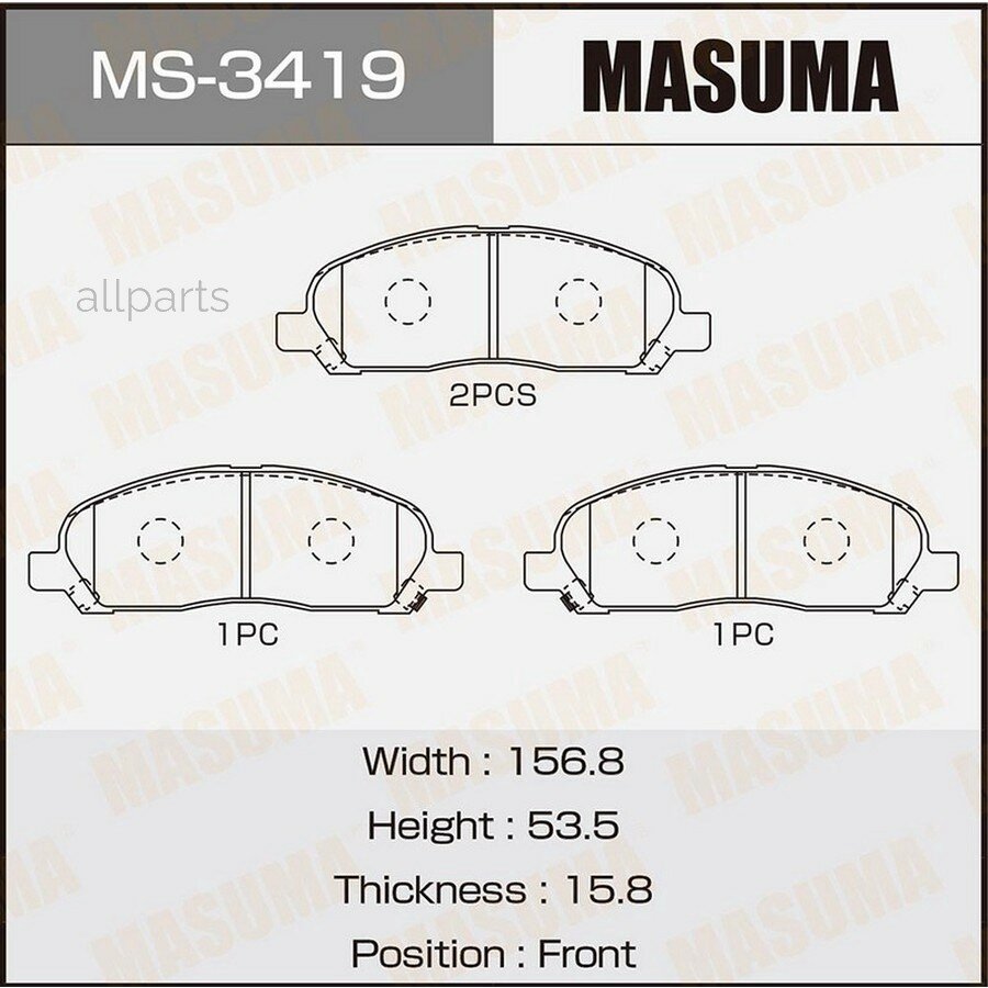 MASUMA MS-3419 Колодки торм. пер.