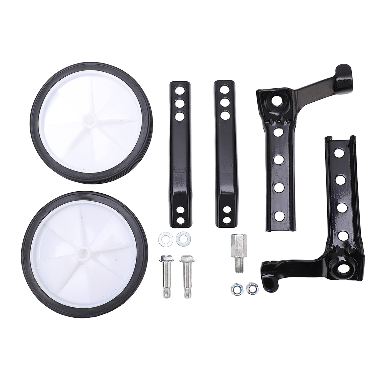 Регулируемые вспомогательные колеса для велосипеда, стальные и пластиковые, для поддержки езды, комплект для детских велосипедов 18-24 дюймов, черный.