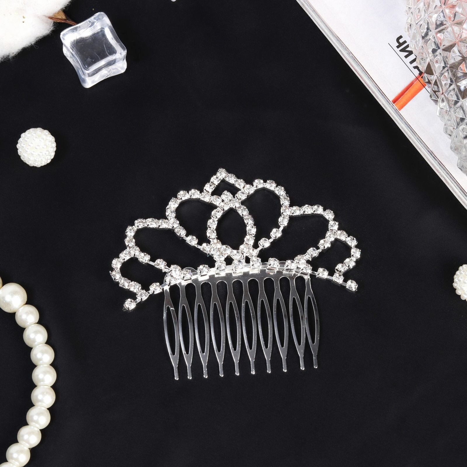 Диадема для волос "Медея" грация, 9х7 см, Серебристый