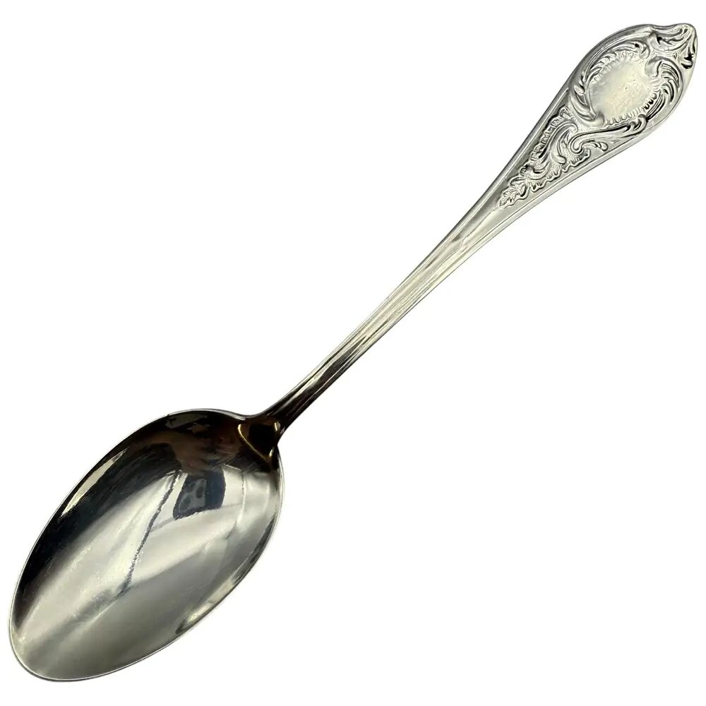 Ложка столовая "Фаберже", 20.5 см, серебро 0.875, 1969 г. З-д им. Дзержинского (9ЗiД), СССР