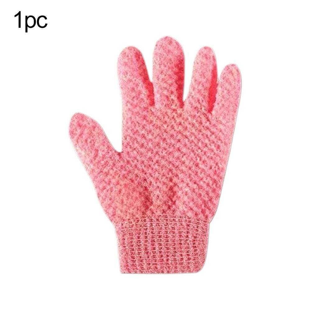 Мочалка для тела перчатка розовый массажная с манжетами для пилинга 1 штуки