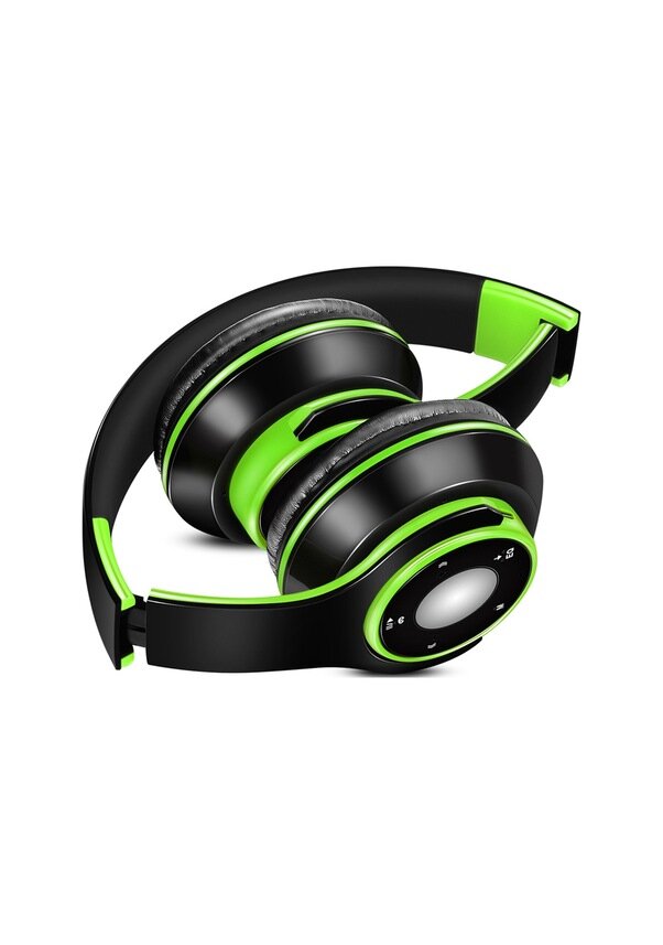 Зеленые Bluetooth-наушники с 4 функциями: радио, TF-карта, микрофон и проводной режим