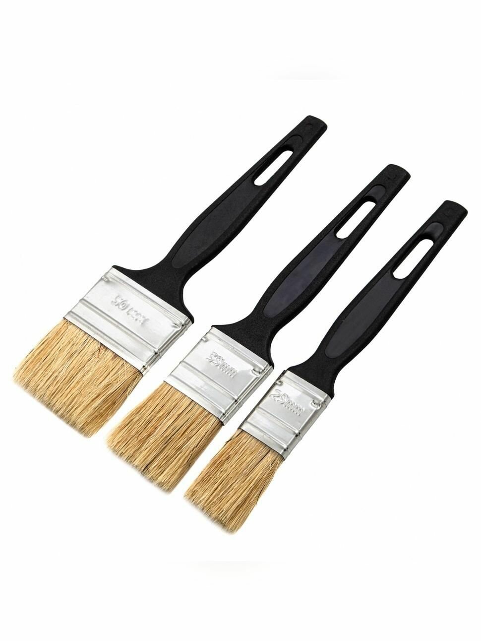 Набор кистей флейцевых 3 шт. (25 мм, 35 мм, 50 мм), натуральная щетина, пластиковая ручка Сибртех 82507
