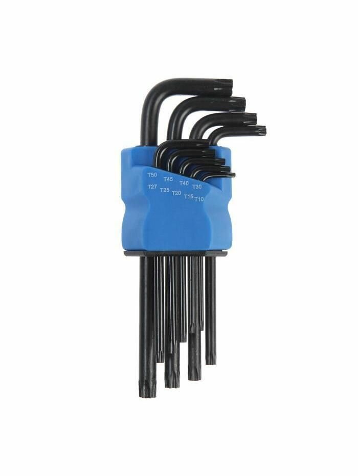 Набор ключей тундра black, TORX Tamper, удлиненные, CrV, TT10 - TT50, 9 шт.