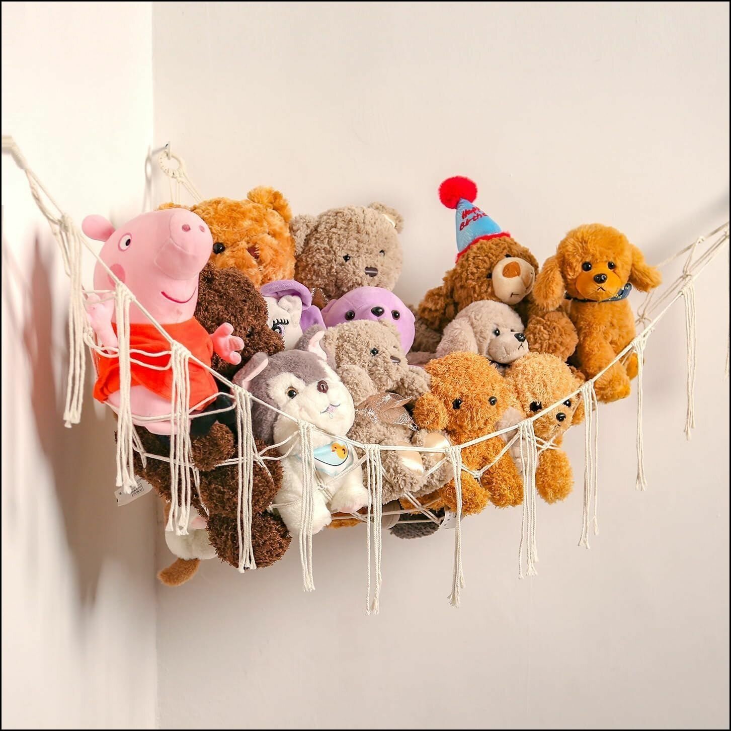 Сетка-гамак угловой / органайзер для хранения игрушек 150 см, ширина 100см, высота 100 см