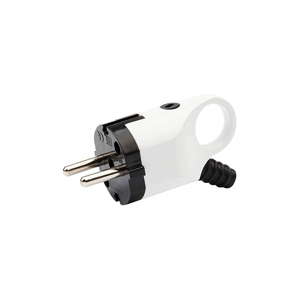 Вилка угловая Rexant Евро, с заземлением, 16 A, бело-черная