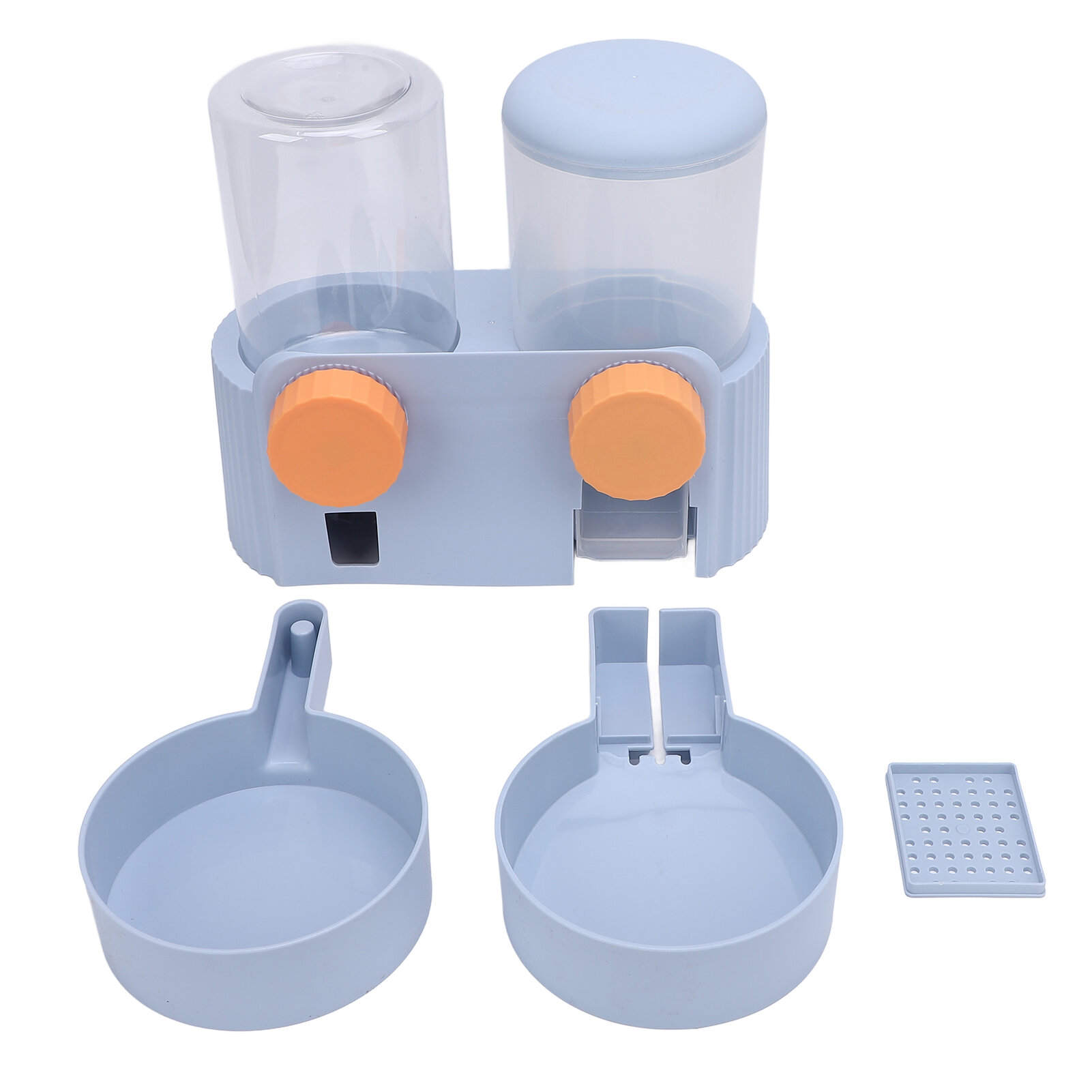 Многофункциональный подвесной автоматический набор для кормления и поения домашних животных (собак и кошек), синий. Миска для корма, бутылка для воды, диспенсер для воды.