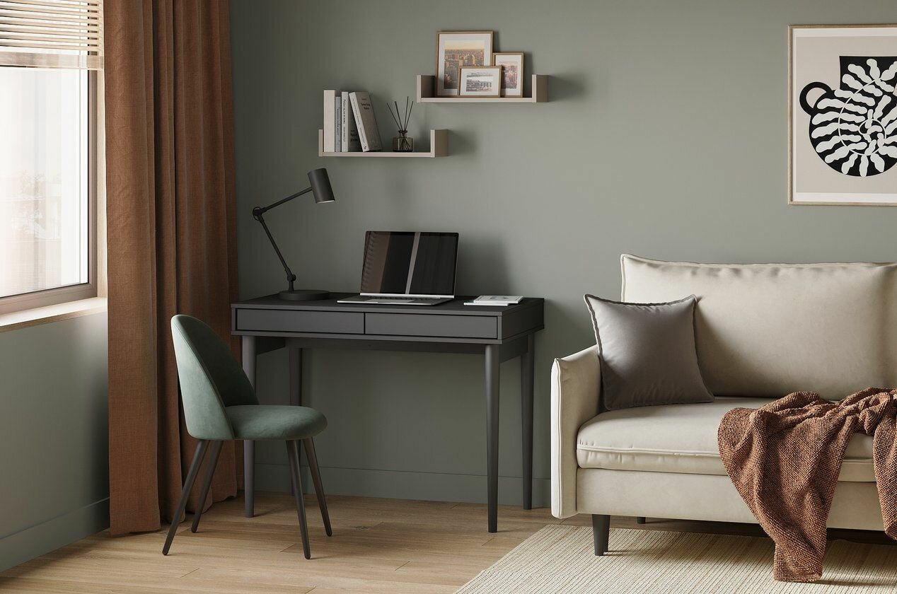 Стол письменный с ящиками Divan.ru Эльси-1 Черный, 100х55х76 см, черный