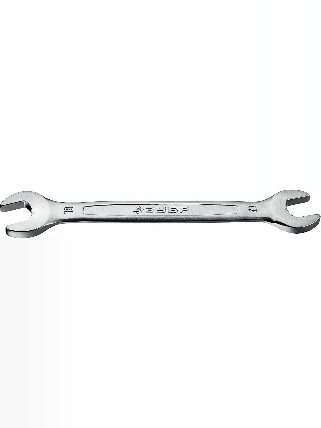 ЗУБР 17х19 мм, Cr-V сталь, хромированный, гаечный ключ рожковый 27010-17-19_z01 Профессионал