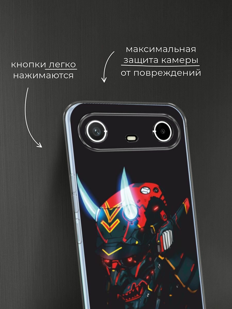 Чехол на Tecno Spark Slim / Текно Спарк Слим с принтом Неоновый самурай — фото 1