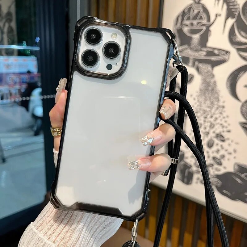 Чехол с регулируемым ремешком для iPhone 16 15 Pro Max 11 13 12 14 Pro X Black black, For iPhone 13