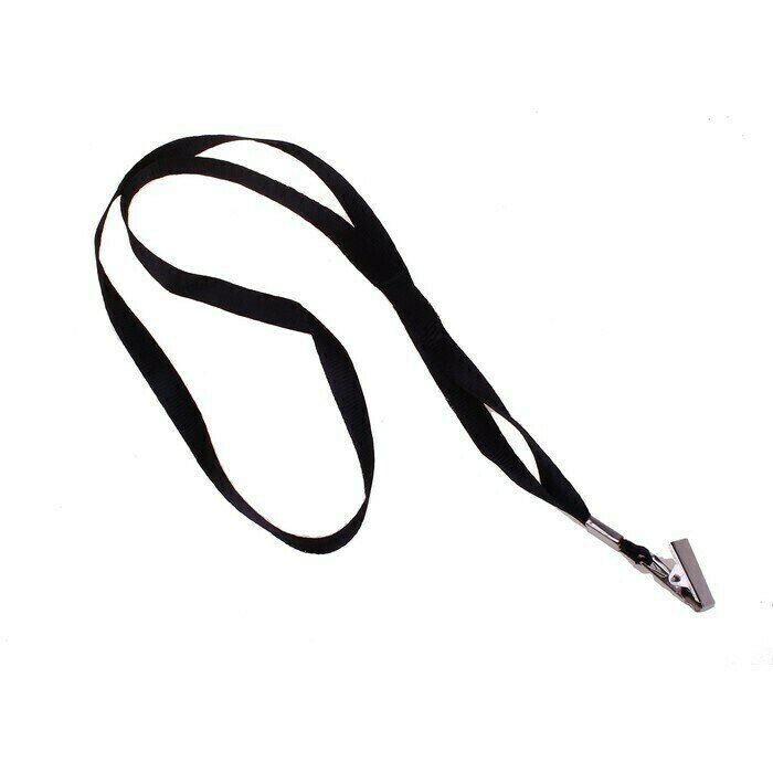 !09 Лента для бейджа, ширина-10 мм, 11 Штук, длина-80 см, с металлической прищепкой, чёрная