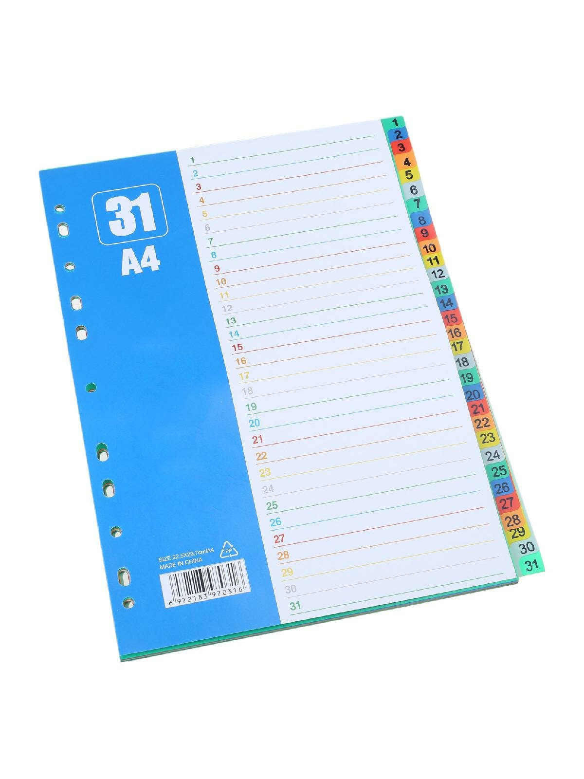 Цветные разделители папок на 31 лист, 4 разделителя файлов, пластиковые разделители папок