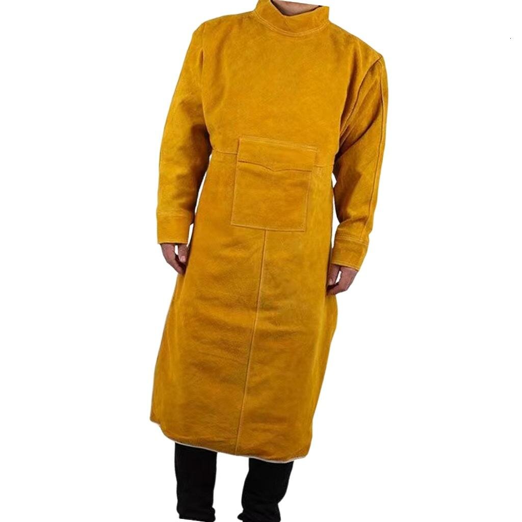 Полный охват Сварочный фартук с высоким воротом и длинным рукавом 1изготовленные огнестойкие материалы 1защита Унисекс для мужчин Женщин1изготовленный Фартук для сварки Огнестойкие Термостойкие материалы 1изготовленное Защитное снаряжение