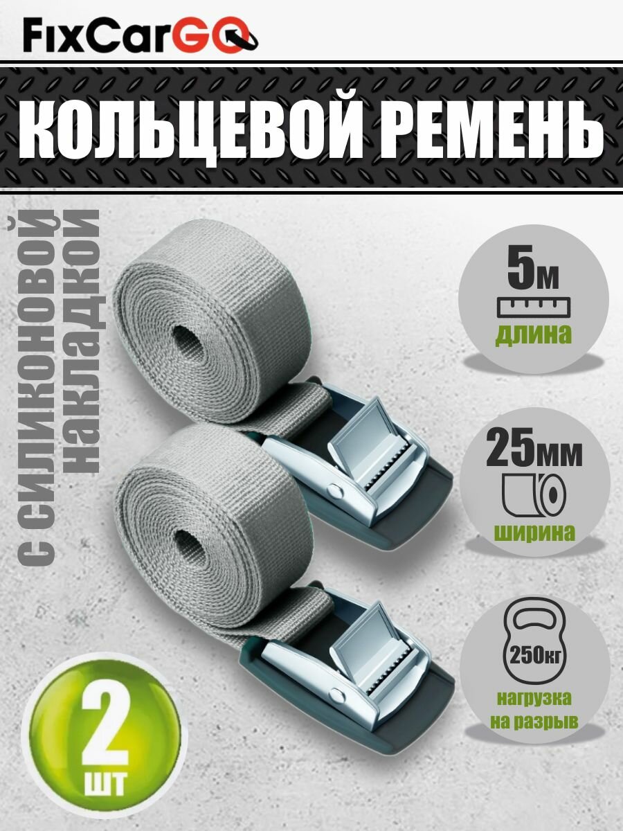 Ремни стяжные кольцевые с пружинным замком 25 мм 5 м. 250кг (2 штуки)