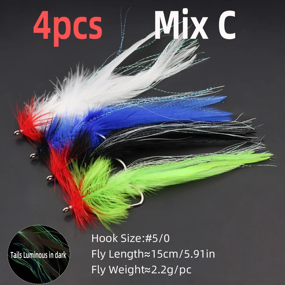 4pcs Mix C Рыболовная приманка Vampfly Seaducer Streamer