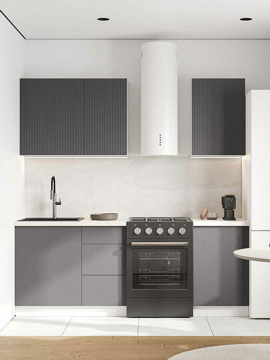 Кухонный гарнитур Комби 1.5 м, мебель для дома и кухни, Белый / Графит