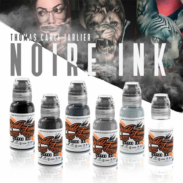 Набор тату красок World Famous THOMAS CARLI JARLIER NOIRE INK SET (6 шт по 30 мл)