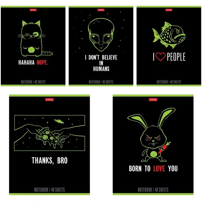 Hatber Тетрадь Люблю людей, А5, 48 листов, клетка, в ассортименте.