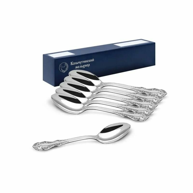 Кольчугинский мельхиор Набор столовых ложек "Юбилейный" посеребрение с чернением 6 пр. (КМ7960606)