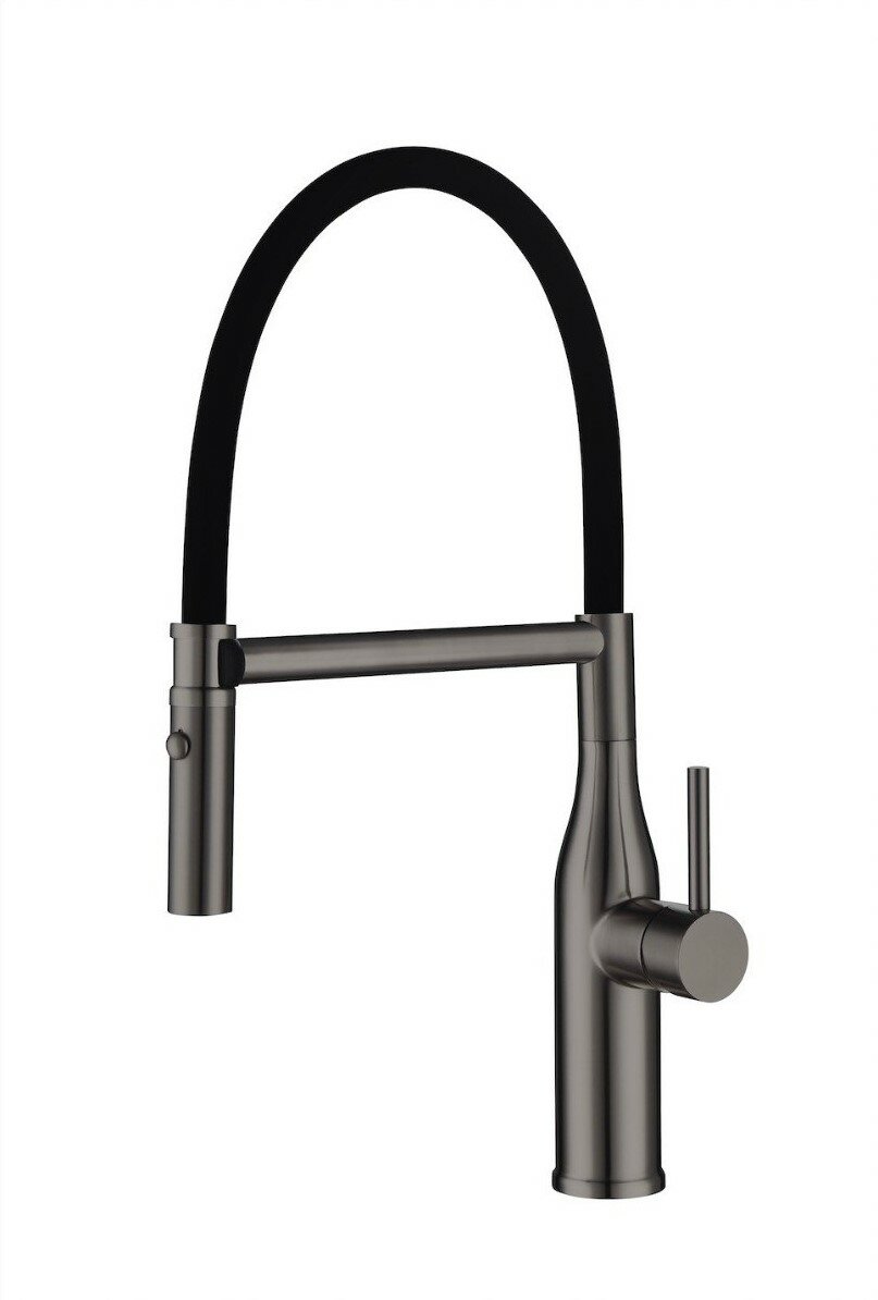 Смеситель для кухни GAPPO G4098-29 черный/оружейная сталь, гибкий излив, управление рычажное