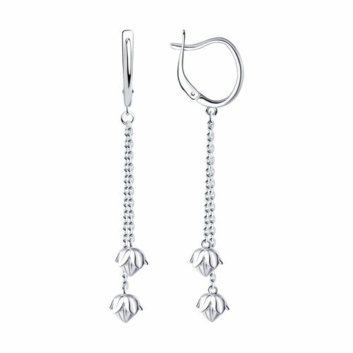 Серьги с подвесками, серебро, 925 проба, родирование