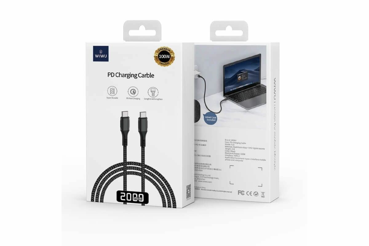 Кабель WiWU Cable Type C to Type C F20 Black