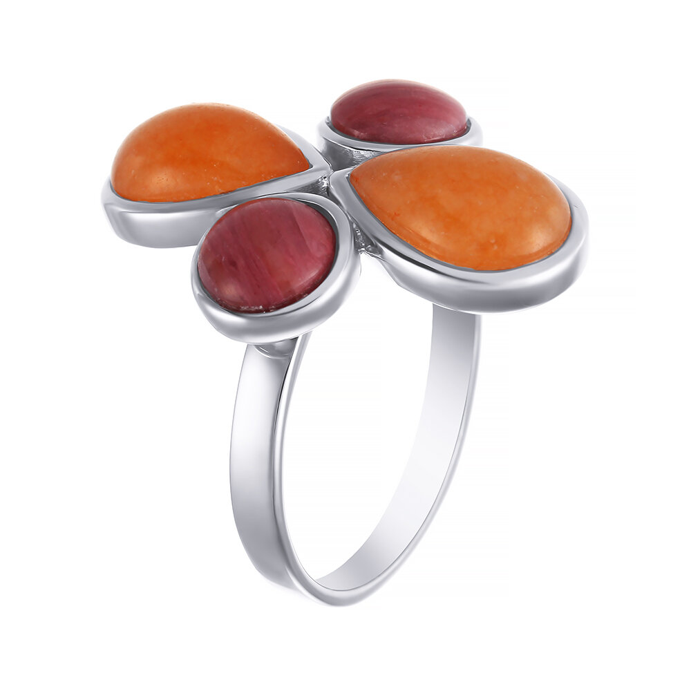 Кольцо, серебро, 925 проба, кальцит, агат