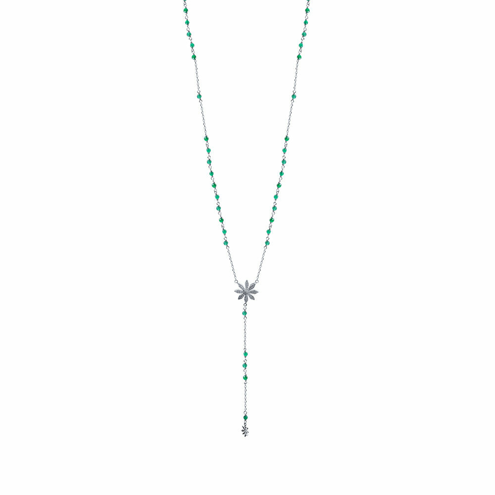 Колье, серебро, 925 проба, родирование, фианит, агат