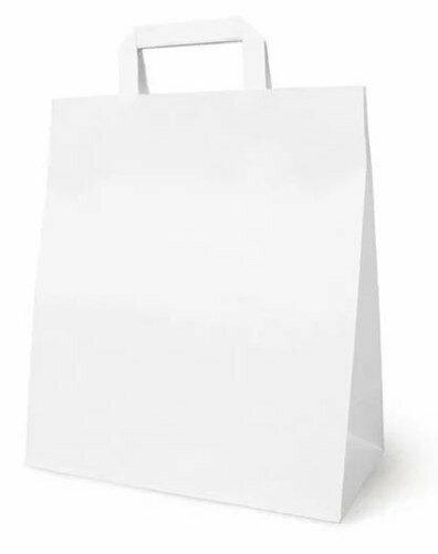 Пакет бумажный с плоскими ручками 350х150х450мм белый 80г уп/25шт