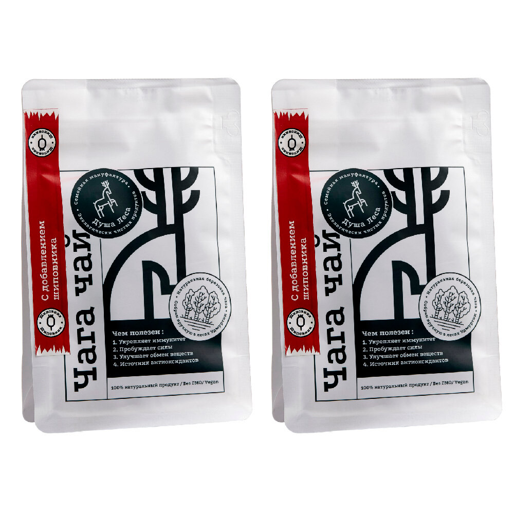Чага чай с шиповником 100 г. Душа леса. Комплект 2 шт.