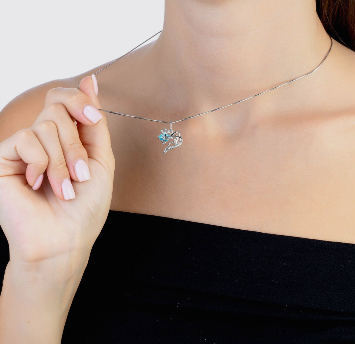 Подвеска, серебро, 925 проба, родирование, фианит, топаз синтетический