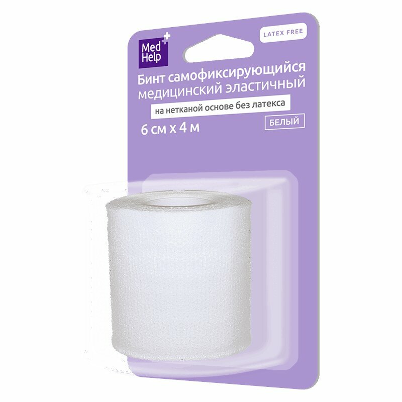 Медхелп Бинт Эластичный Самофиксирующийся Без Латекса 6См Х 4М Белый