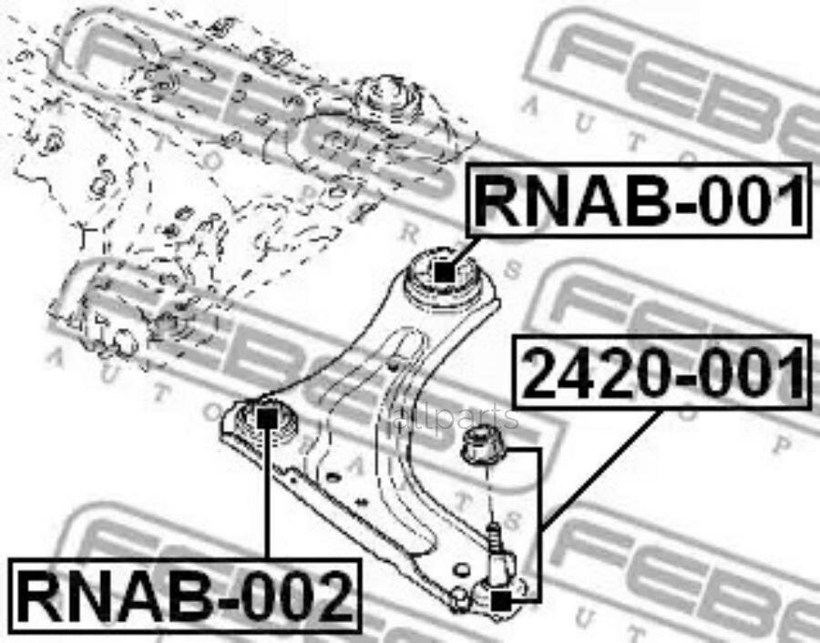 FEBEST RNAB-001 сайлентблок задний переднего рычага RENAULT LAGUNA III 2007.10-2015.04 [EU]