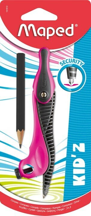Циркуль MAPED KID'Z пластик + карандаш, безопасная игла, ассорти, блистер