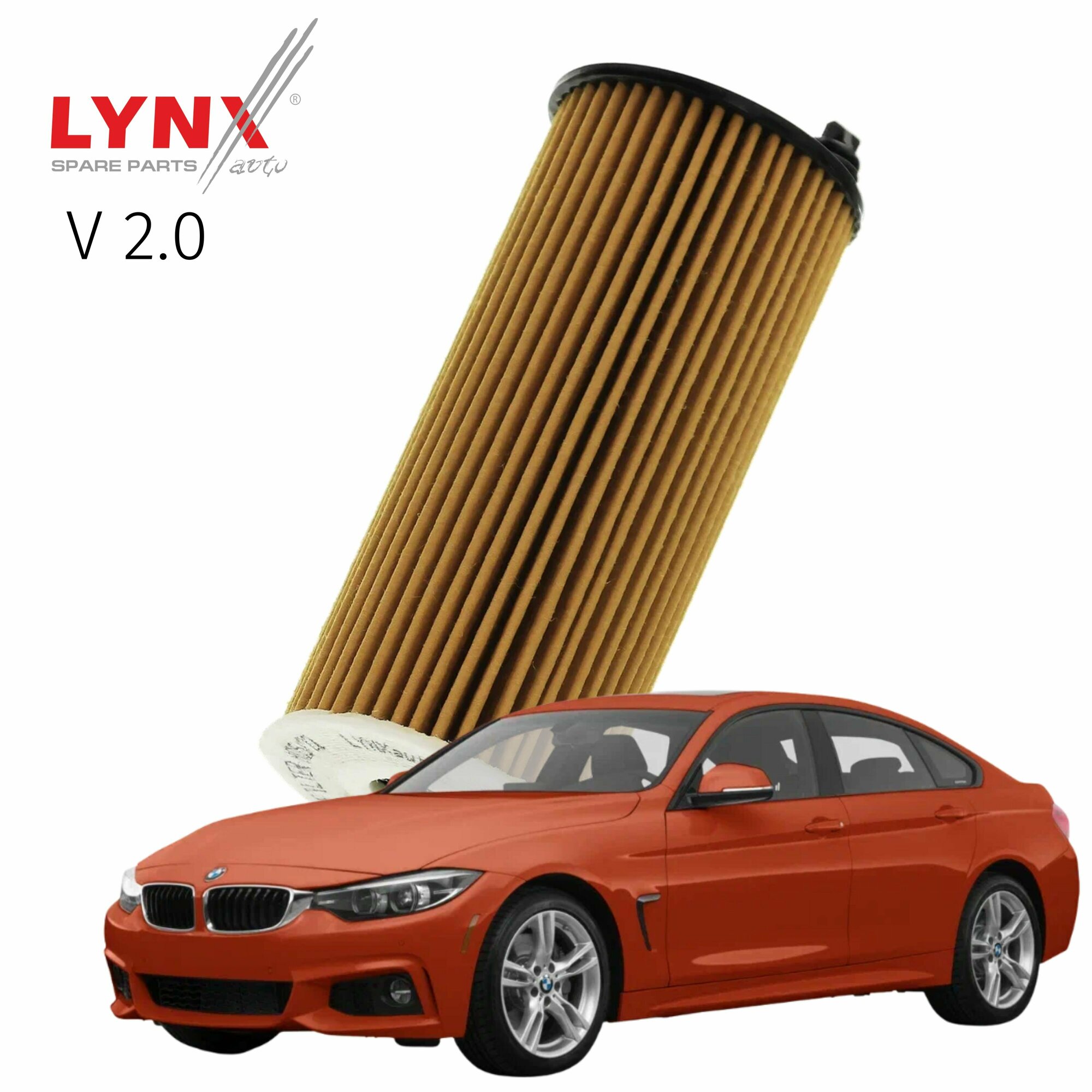 Фильтр масляный BMW 4-Series (1) / БМВ 4 серии 2013 2014 2015 2016 2017 2018 2019 2020 V2 N47D20 / 1шт LYNXauto