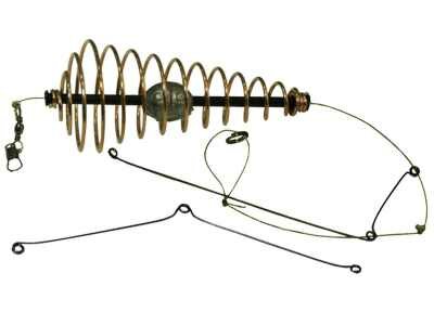 Кормушка донная оснащенная Вихрь №2-35гр с леской 0.40 вертлюгом карабином №8 заводным кольцом №10 коромыслом и боковым отводом
