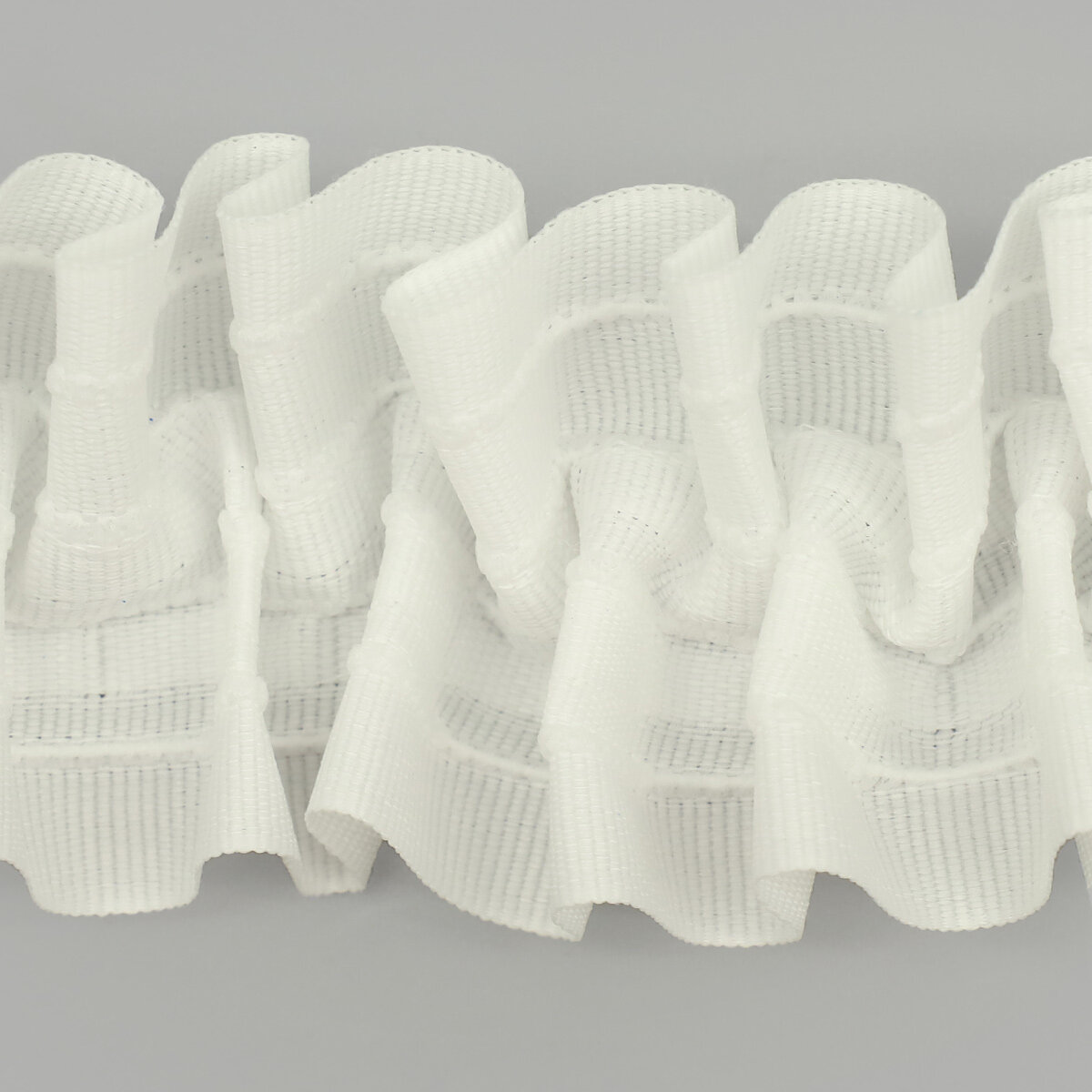 Шторная лента с петлями для крючков 6см*50м 'Вафельная складка', 2 ряда петель, 4 шнура, белая, Caron Textil