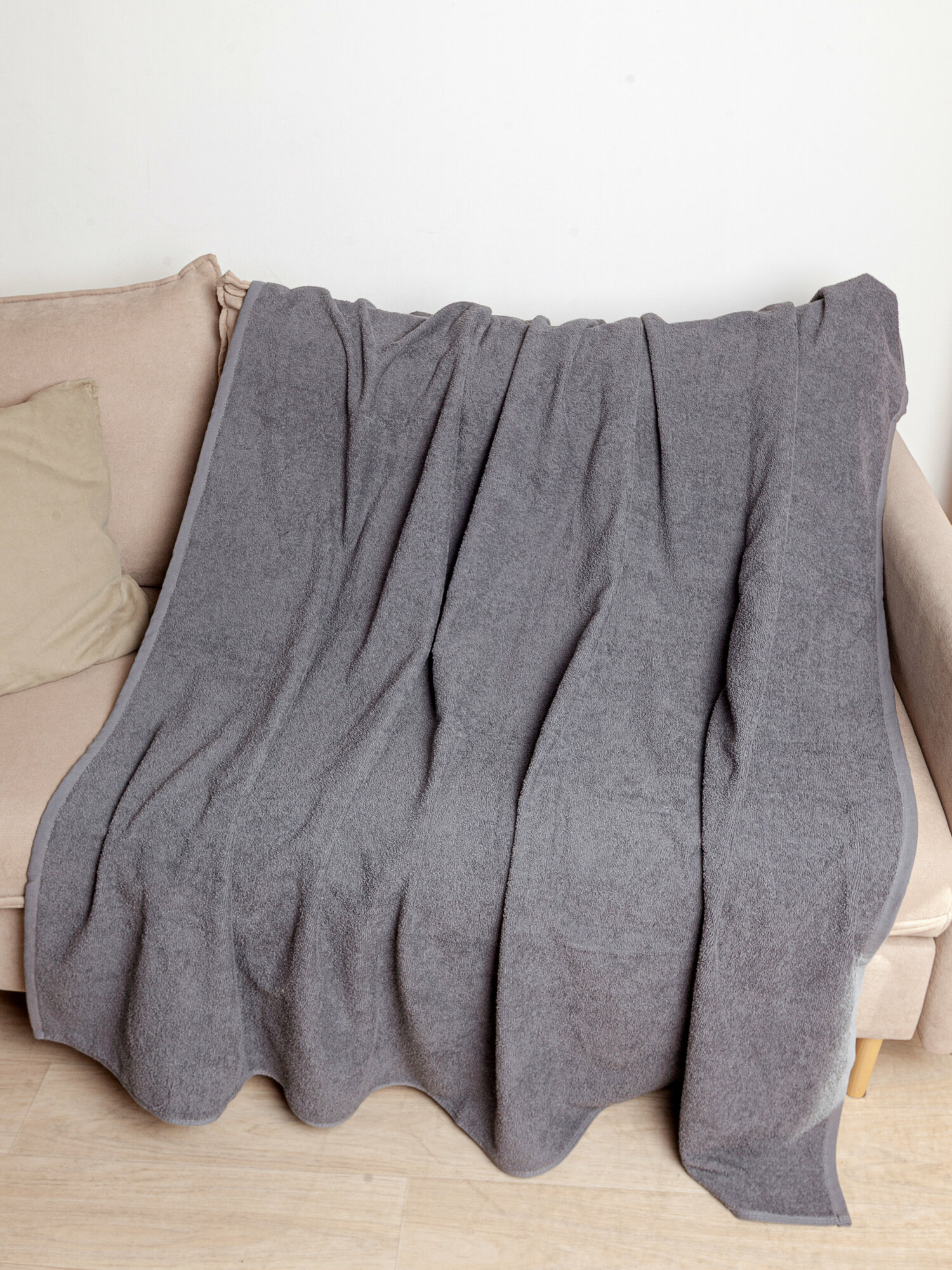 Простыня махровая Sandal, цвет - серый, 150*200 см, плотность 400 гр.