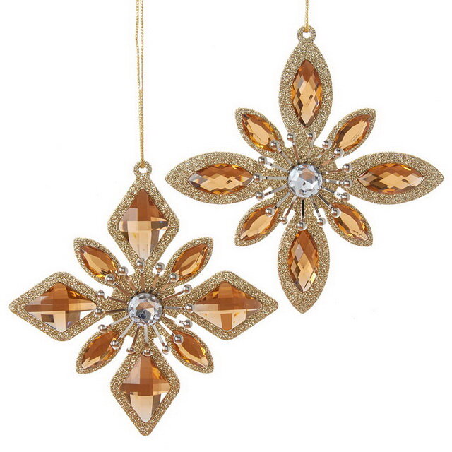Набор елочных игрушек Снежинки: Ambra Oro 13 см, 2 шт, подвеска, Kurts Adler (Куртс Адлер), D4087-набор